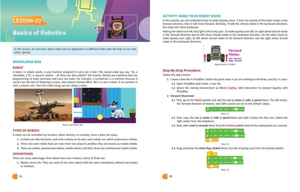 Interactive Coding, AI and Robotics Book for Class 6