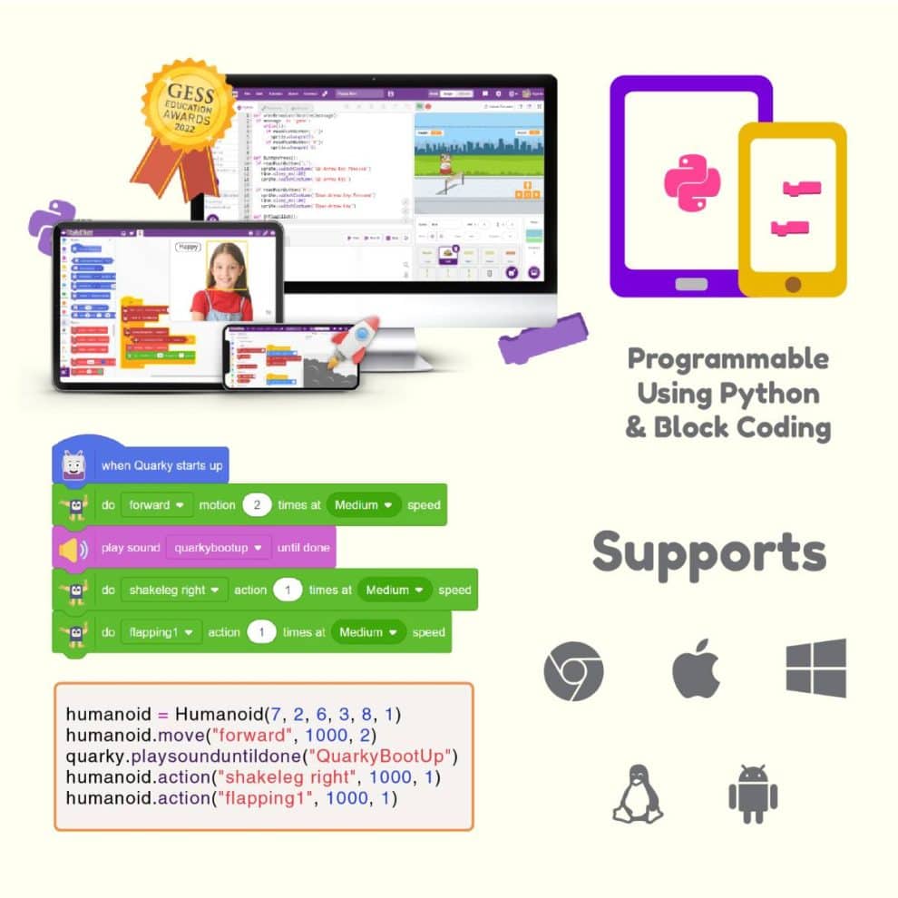 Quarky Humanoid Robot Kit | Perfect for Kids | 6 DoF Robot