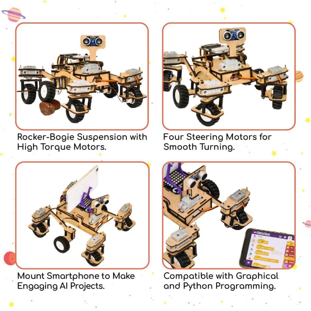 Quarky Mars Rover Addon Kit: Miniature Mars Rover for Kids