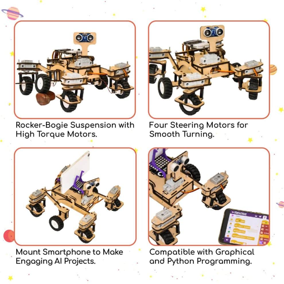 Quarky Mars Rover Addon Kit: Miniature Mars Rover for Kids