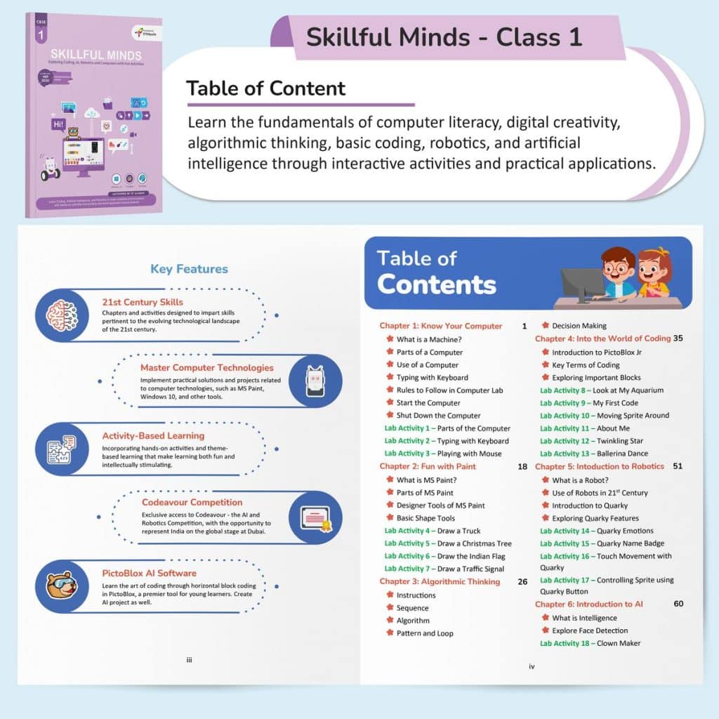 CBSE Class 1 AI, Coding, Robotics, and Computer Book