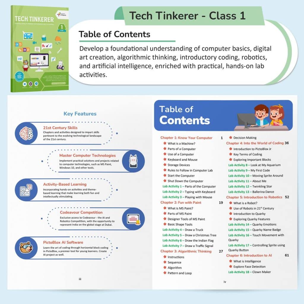 Icse Coding Ai Robotics And Computer Book Class 1 Tech Tinkerer