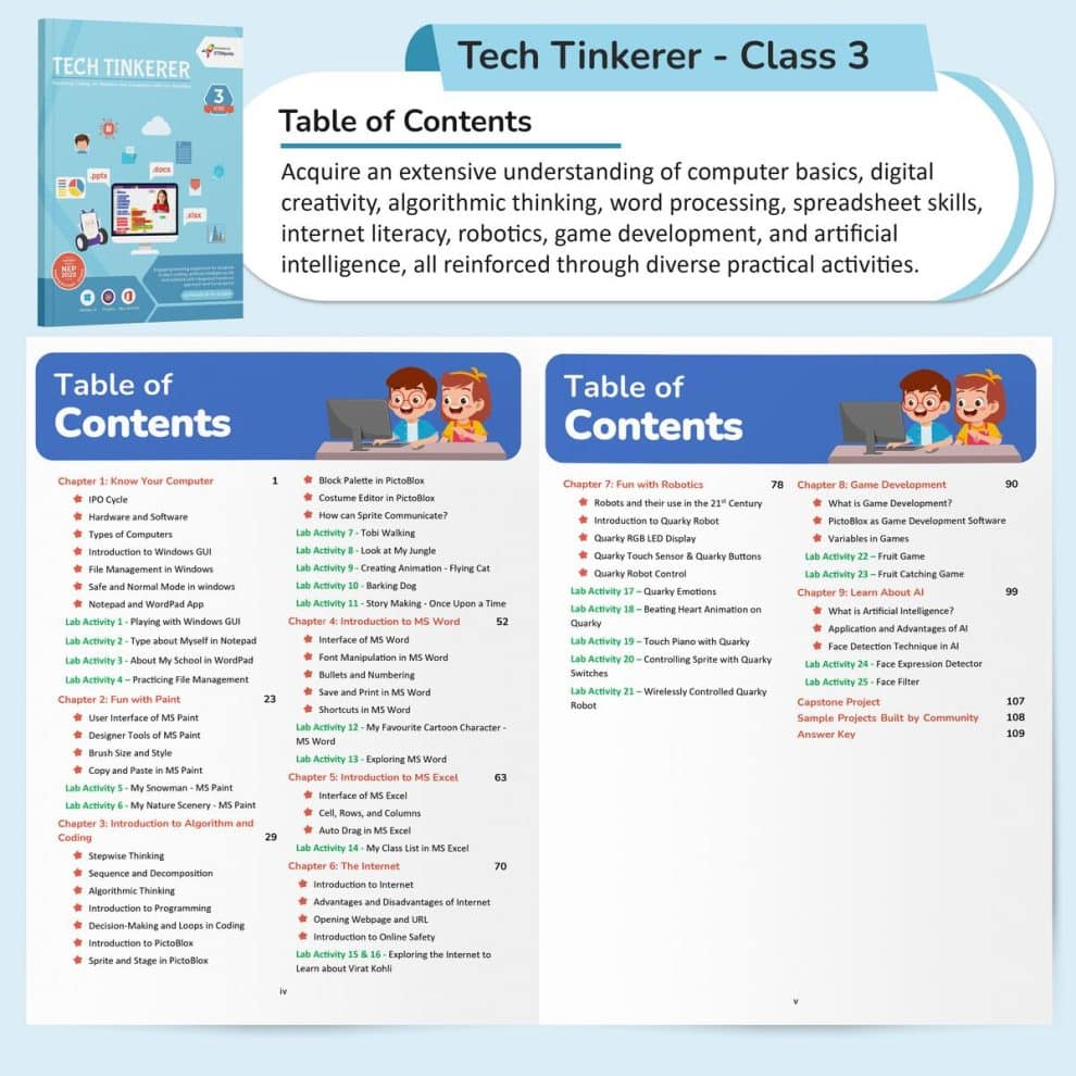 ICSE Coding, AI, Robotics and Computer Book – Class 3 | Tech Tinkerer