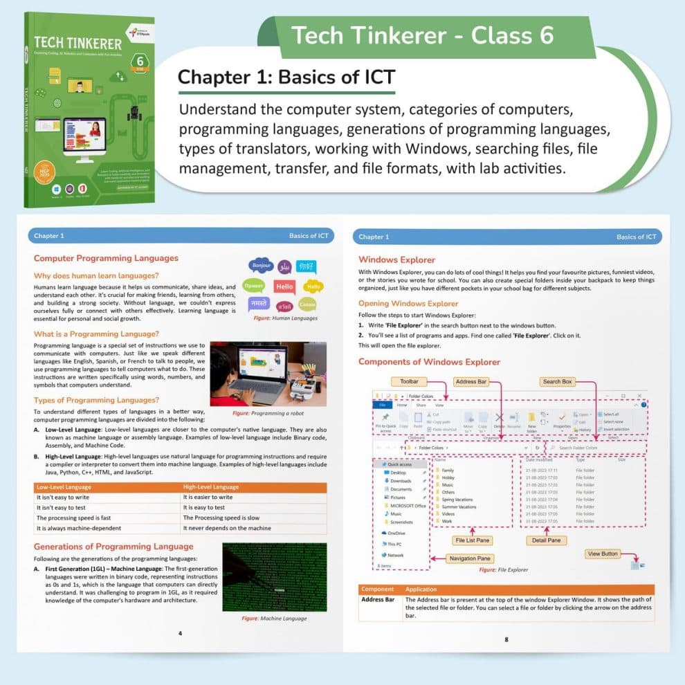 ICSE Coding, AI, Robotics and Computer Book – Class 6 | Tech Tinkerer