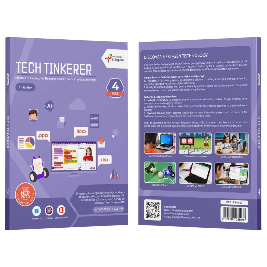 ICSE Coding, AI, Robotics and Computer Book – Class 4 | Tech Tinkerer